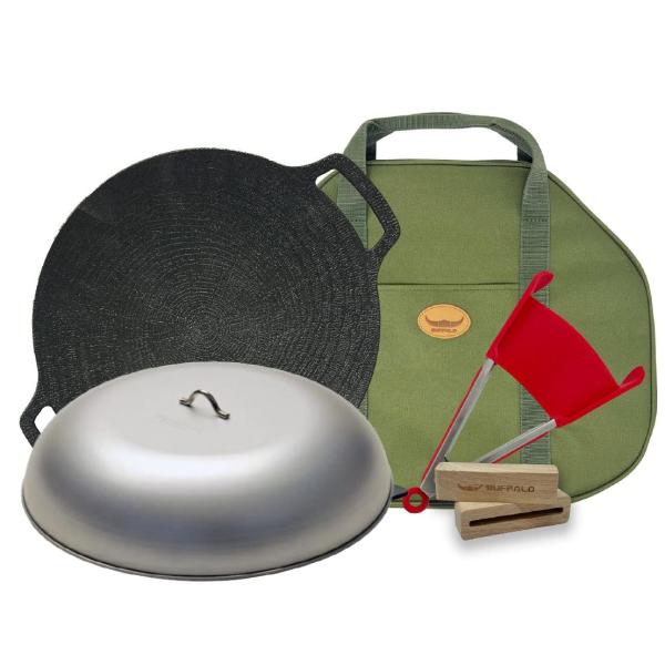 アウトドアの老舗バッファローが作るとグリドルも違います！調理からプレーティングまでどこでも簡単に！キャンプ場でも家庭でも全ての熱源が使用可能です。※熱効率の良いIH調理器、ガスレンジ、ハロゲンなど様々な調理器で使用可能●強力なコーティングコ...