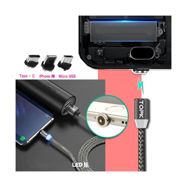 アンドロイド 充電ケーブル 1m マグネット式 磁石 両面 スマホケーブル 頑丈 壊れにくい スマホ USBケーブル 充電器 充電コード スマートフォン