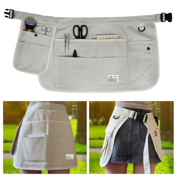 残り在庫数(本日0:00時点)：4白白サロン エプロン ガーデニング 作業 工具収納 多様収納 ポケット ショート丈 美容師 スタイリスト バーテンダー カフェ ヘアサロン  多機能エプロン        様々なツールを収納できるポケット付...