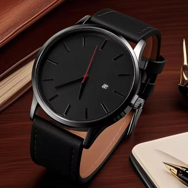 残り在庫数(本日0:00時点)：8黒×黒商品名 シンプルスタイルのブラックウォッチ商品説明 モダンなデザイン ブラックと赤のコントラスト 日常使いにもオシャレに最適クリエイティブな雰囲気のある、モダンデザインのメンズクォーツ腕時計。赤い秒針...