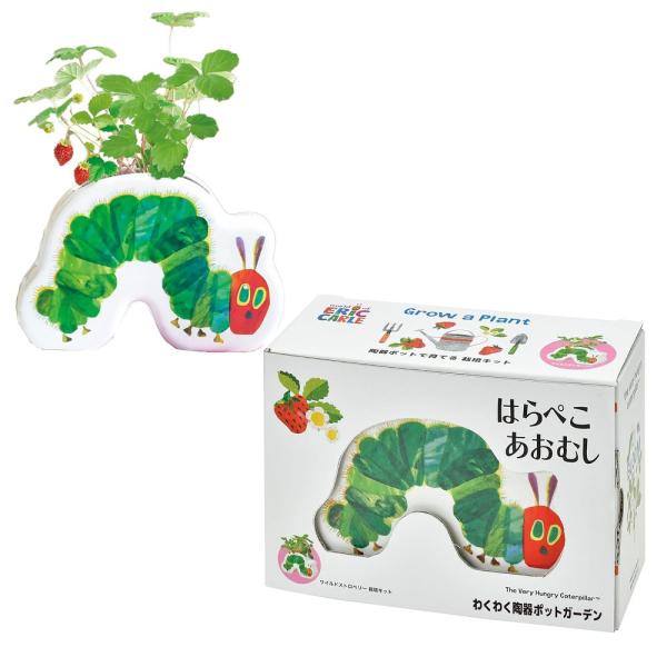 残り在庫数(本日0:00時点)：1ワイルドストロベリー【商品説明】はらぺこあおむしが絵本の世界から飛び出してきたような、陶器製のシルエット型ポットで育てる栽培キット。栽培を楽しんだ後はペン立てなどに再利用できます。【商品仕様】サイズ：約W6...