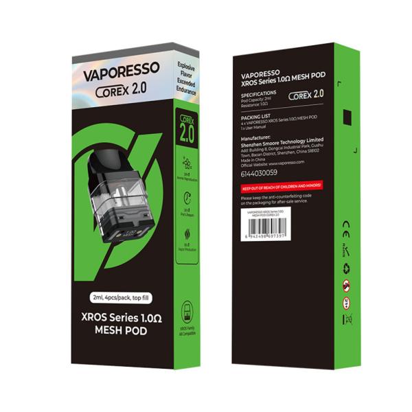 残り在庫数(本日0:00時点)：42ml 1.0Ω1.0ohm 2ml■Vaporesso最新COREX 2.0搭載ポッド（1.0Ωメッシュ）XROSシリーズ専用の高性能交換用ポッド（メッシュタイプ）。4個セットで長持ち＆コスパ良好！■豊か...
