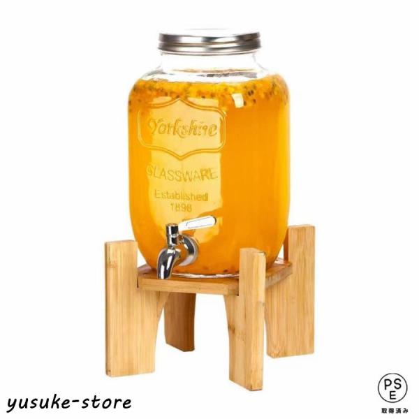 【高品質素材】飲料ディスペンサーは厚手の鉛フリーガラス、食品グレードの素材。清潔で透明、酸およびアルカリに耐性があり、無鉛で無毒で、口が広いデザインで、清掃が簡単で。 40度以上のお湯は入れないでください。【大容量】4L/5L/8L/の容量...