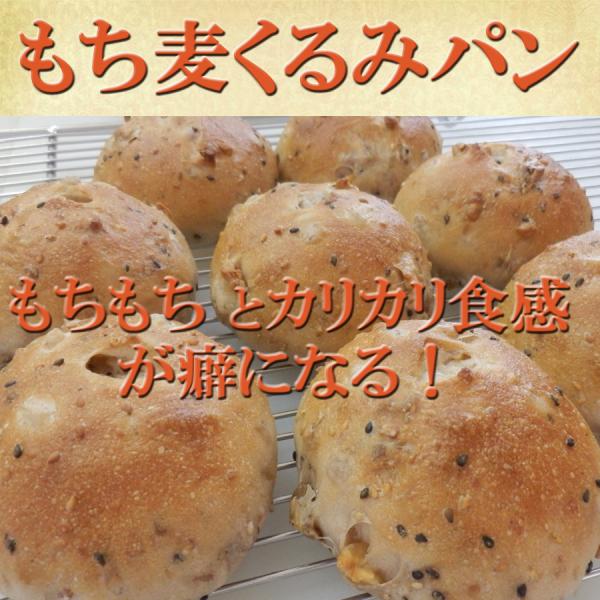 もち麦と小麦と米粉をブレンドして天然酵母でじっくり発酵させてに焼き上げました！もち麦のもちもちツブツブ食感とクルミのカリカリ食感が楽しい食事パンです！もち麦は食物繊維が白米の25倍、玄米の4倍！オメガ3脂肪酸が大変豊富なクルミをタップリ混ぜ...