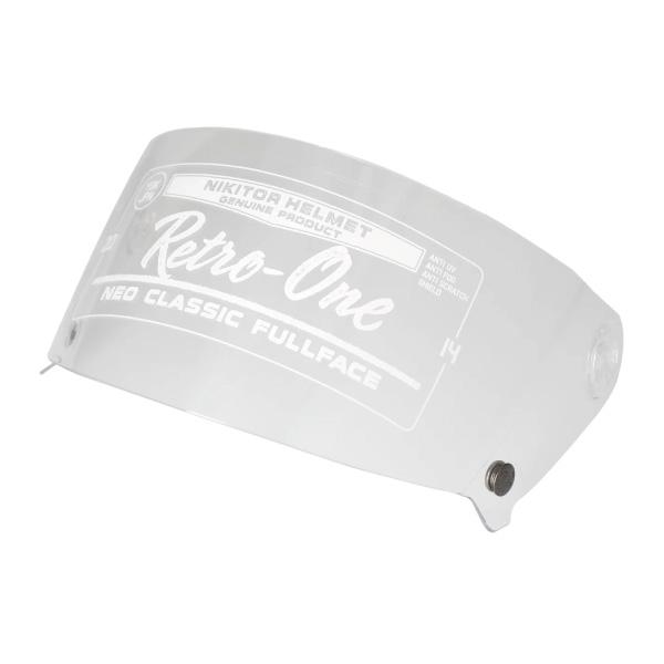 メーカー名： RIDEZ / ライズ商品名： NIKITOR SHIELD For Retro-One レトロワン用シールドカラー： クリア（標準色）適合ヘルメット： NIKITOR Retro-One99％UVカット