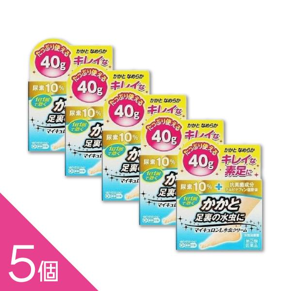 【第(2)類医薬品】新マイキュロンL水虫クリーム40g硬くなったかかとなどの水虫にも使えるクリームタイプ。尿素10％配合で角質をやわらかくし、有効成分が患部に浸透します。●テルビナフィン塩酸塩配合　→水虫菌の増殖を抑える●尿素10％配合　→...