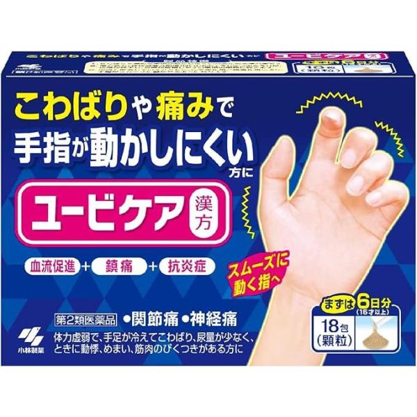 商品紹介1.こわばりや痛みで手指が動かしにくい方のための漢方薬です。2.漢方処方「桂枝加苓朮附湯(けいしかりょうじゅつぶとう)」が、血流が低下し、炎症が蓄積しやすい手指の関節に効きます。3.血流を促進していくとともに、抗炎症作用と鎮静作用に...
