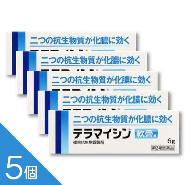 テラマイシン軟膏a 6g　【第2類医薬品】テラマイシン軟膏ａはグラム陰性桿菌(特に緑膿菌)に効果のあるポリミキシンB硫酸塩とグラム陽性菌及び陰性菌などに広い抗菌力を示すオキシテトラサイクリン塩酸塩の2つの抗生物質を配合しています。●効果・効...