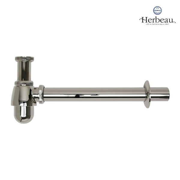 【Herbeau／エルボ】3087.56 ボトルトラップ（ブライトニッケル）フランスのサニタリー＆キッチン老舗ブランド「Herbeau（エルボ）」の排水部材。壁方向に排水するためのトラップ管。スタイリッシュなデザインは見せるための配管におす...