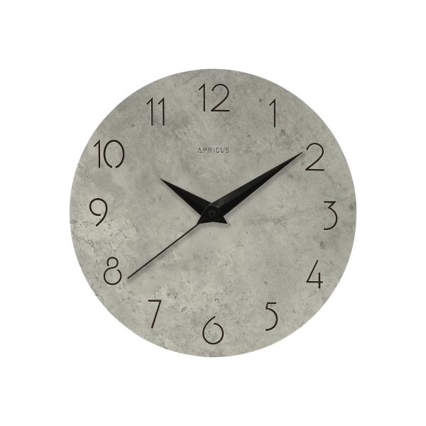 コンクリート調の質感×黒い針がスタイリッシュな掛け時計シンプル、モダン、先進的。様々な表情を持つ掛け時計達が貴方の過去・現在・未来を彩ります。実用的でありながら、空間を彩る装飾品として価値を持つもの。それがアプリクスの目指す時計です。光沢あ...