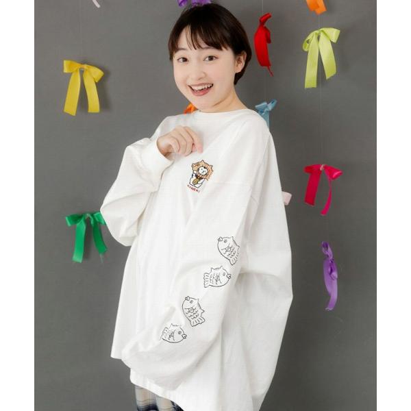 たい焼きの被りものをしたパリティのネコと“ネコ型たい焼き”の組み合わせがニャンともおめでたい、お正月シーズンにもぴったりの縁起のいいロングスリーブTシャツ！よく見るとネコは“まねきネコ”になっており、手に抱えたピカピカ小判刺繍がさりげないス...