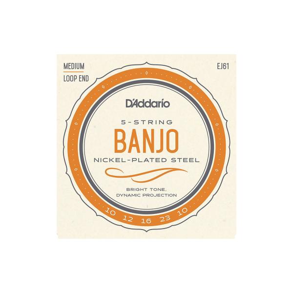 ダダリオの5弦バンジョー弦。5-String Banjo, Nickel Plated, Medium, 10-23D:0.010B:0.012G:0.016D:0.023G:0.010