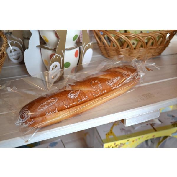 1セット入り数：100枚　 　サイズ　  ：＃30×100×360mm（フィルムの厚さ×横×縦）　　 材質　　 ：PP　　 特長　　 ：当店オリジナルの様々なパンの絵が描かれた「pains」柄のカスクート袋です。　　　　 　　　  透明度が...