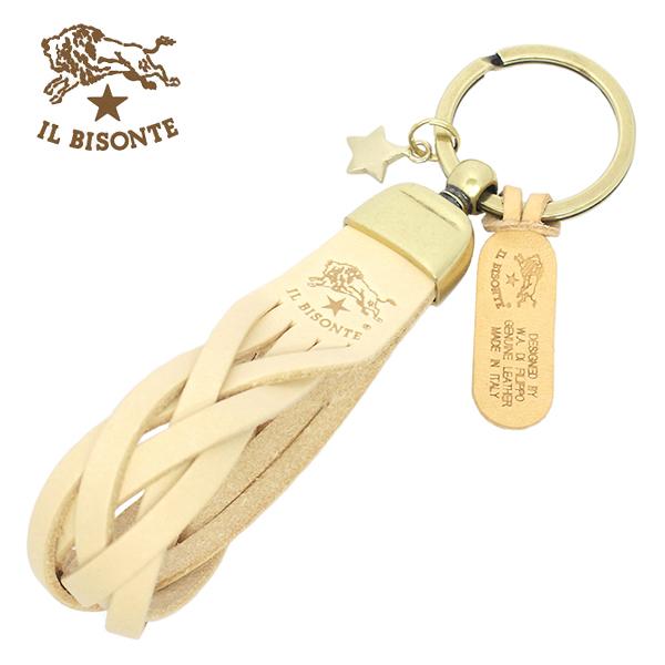 【発売日：2026年05月05日】素材：レザー　サイズ：W2.5xH10　全長：14cm　色：NATURALE(ベージュ)　付属品：保存袋　イルビゾンテ キーホルダー キーリング IL BISONTE SKH040 PG0001 NA106