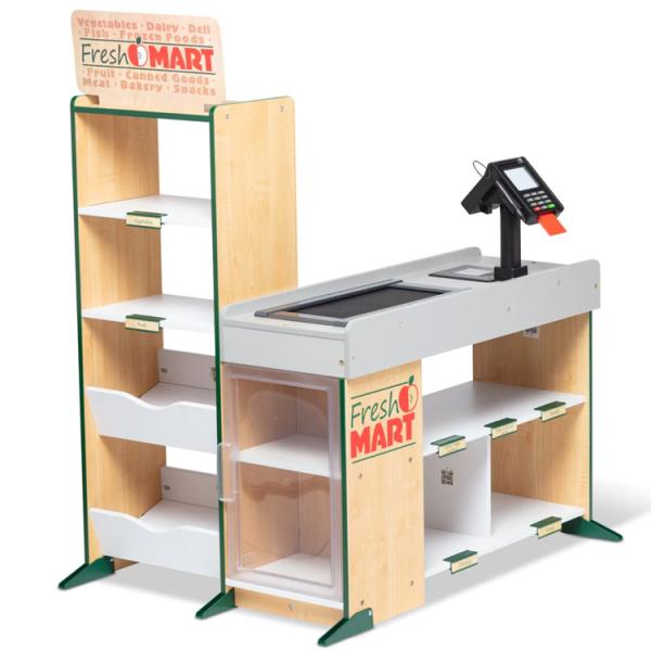 メーカー：Melissa and DougSize: 106.68 cm H x 69.85 cm W x 88.9 cm Lベルトコンベアー付きフレッシュマーケット お店あそびに！すぐに遊べる７０アイテムのおもちゃ付き【備考】・ラッピング...