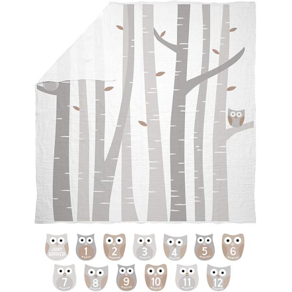 メーカー：pearhead素材：モスリンコットン100％、紙通気性と肌触りの良さにこだわる「モスリンコットン」汗や湿気を吸収し、赤ちゃんは包まれて快適に眠る事が出来ます。空調など寒さ対策、ママのひざ掛けや授乳ケープ、紫外線対策など多用途に使...