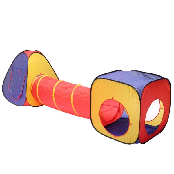 サイズ：幅302×奥行86×高さ86 cm三角: 80×80×86CM/ 四角: 72×72×72CM/ トンネル: 46×150CM対象年齢：3歳以上(メーカー参照)三角テント、四角テント、トンネルが単体で遊べてドッキングも出来る大きなプ...