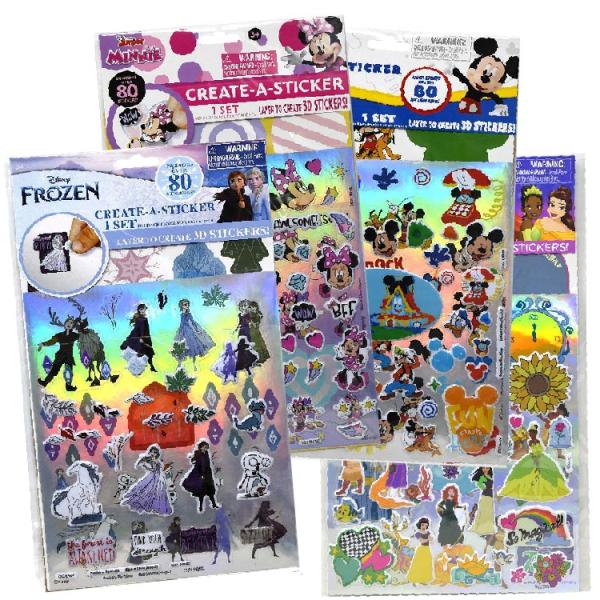 キャラクター：プリンセス・アナと雪の女王・ミッキーマウス・ミニーマウス対象年齢：3歳以上(メーカー参照)３シートの異なるデザインを足して１枚の可愛いステッカーを作ろう！大活躍なシール、もらえると嬉しくて、楽しくなるシールセット。【備考】・ラ...