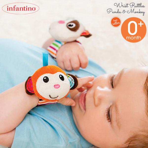 メーカー：infantinoサイズ(約)：各 15L×6W×3.5H cm対象年齢：0歳から安全基準：ヨーロッパ規格適合(EN-71)消費者製品安全性改善法適合(CPSIA)仕様：脚・手に付けるガラガラです。動くたびに可愛い優しい音を奏でま...