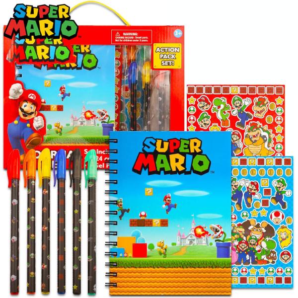 キャラクター：スーパーマリオセット内容：ノート・カラー ボールペン 6本・シールごほうび用として、ギフトにぴったり。キャラクターのお絵かきセットです。　【備考】・ラッピング可(ラッピングバッグを商品と一緒にご購入下さい。)・梱包：PP袋・製...
