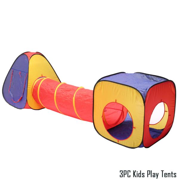 サイズ：幅302×奥行86×高さ86 cm三角: 80×80×86CM/ 四角: 72×72×72CM/ トンネル: 46×150CM対象年齢：3歳以上(メーカー参照)三角テント、四角テント、トンネルが単体で遊べてドッキングも出来る大きなプ...