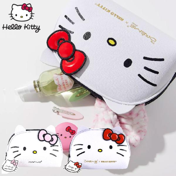 トラベルポーチサイズ： 約W25×H17x D11 cmTHE CREME SHOP X HELLO KITTY ダブルネーム！コラボ商品大容量なメイクポーチ、コスメだけではなく、メイクブラシやメイクツールも整理できトラベルポーチとしても大...