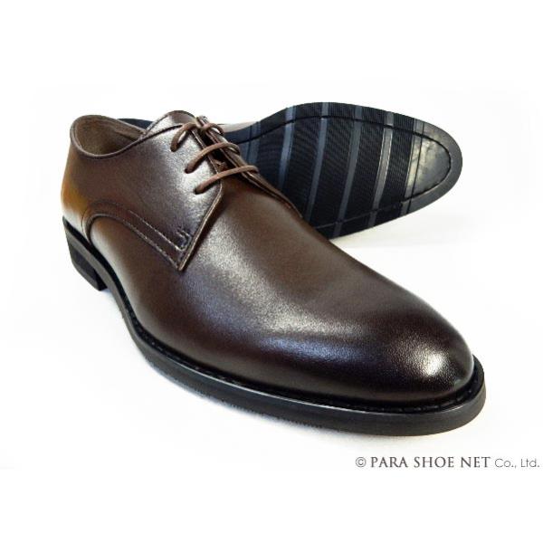 PARASHOE 本革 プレーントゥ ビジネスシューズ ダークブラウン ワイズ（足幅）3E（EEE）22cm（22.0cm）、22.5cm、23cm（23.0cm）、23.5cm、24cm（24.0cm） 【小さいサイズ（スモールサイズ）革...