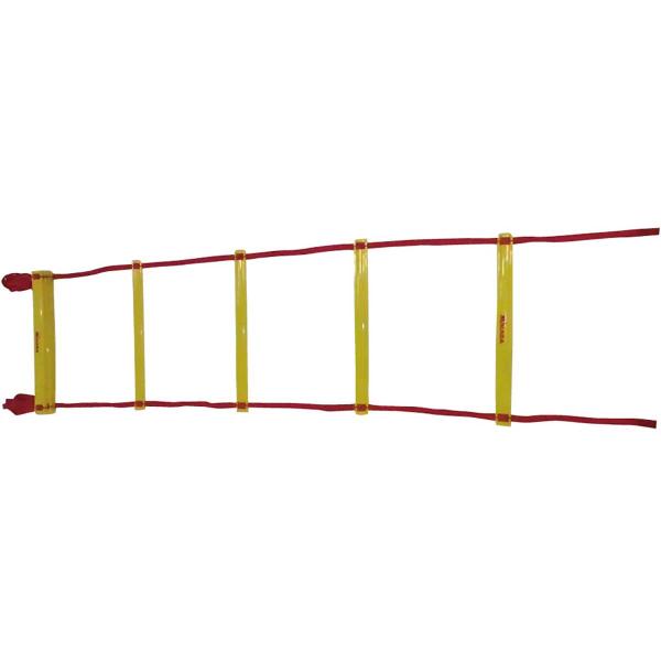 基礎体力つくりに、サッカーステップの練習に最適。素材：ポリプロピレンサイズ：幅５０ｃｍ×長さ約５．７ｍ重量：約０．８ｋｇ特長：ラダー取付け間隔４０ｃｍ（可動式により間隔調整可能）、ラダープレート１３枚付属品：収納袋付原産国：台湾