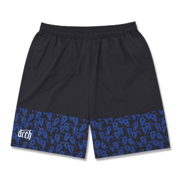 【商品名】Arch brush heart shorts メンズ レディース ユニセックス ショーツ バスパン バスケットボール ボトムス・ブラシでペインティングしたハートのグラフィックを、裾部にデザインしたショーツ。・シンプルな切り返しな...