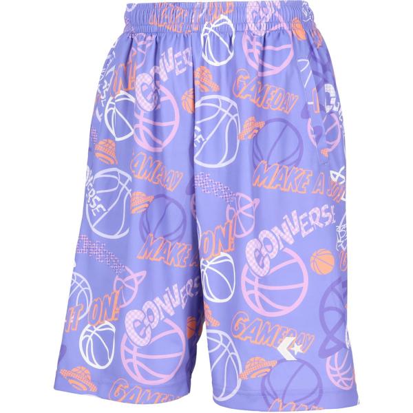 【商品名】Jr.プラクティスパンツ(ポケット付き) ジュニア キッズ 子ども バスケットボール バスケ ミニバス パンツ バスパン プラパン ボトムス・コンバースのジジュニアバスパン。・バスケットボールのアイコンをカラフルに表現した総柄パン...