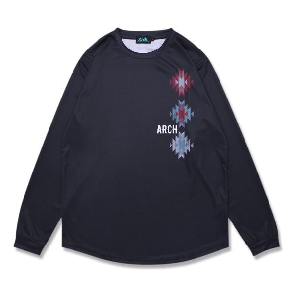 【商品名】Arch native pattern L/S tee DRY メンズ バスケットボール 長袖Tシャツ ロングTシャツ ロンT トップス・ネイティブ・アメリカンに伝承される幾何学的な図柄からインスパイアしたデザインのDRY-L/S...