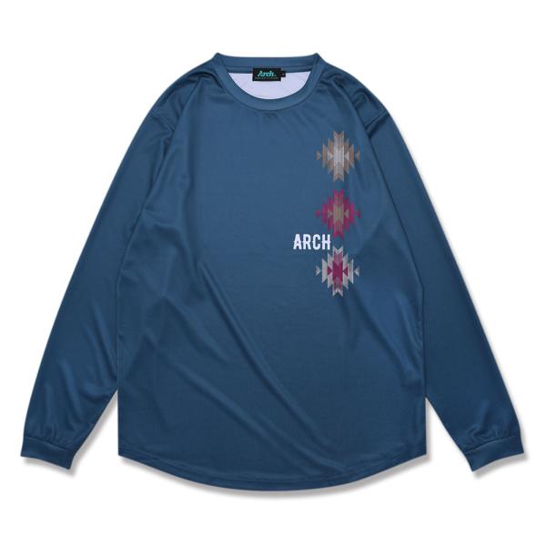 【商品名】Arch native pattern L/S tee DRY メンズ バスケットボール 長袖Tシャツ ロングTシャツ ロンT トップス・ネイティブ・アメリカンに伝承される幾何学的な図柄からインスパイアしたデザインのDRY-L/S...