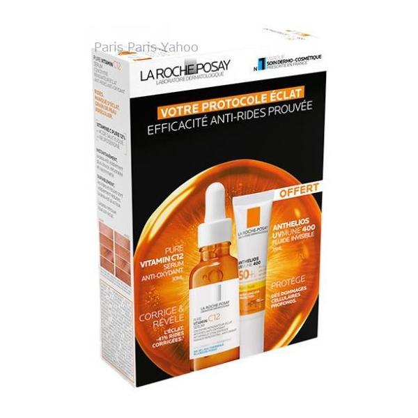 La Roche-Posay ピュアビタミンC12 セラム 30ml + アンテリオス UVmune 400 インビジブルフルイド SPF50+ 無香料 15mlは、紫外線や外的環境から肌を守り、なめらかでツヤのある印象へ導くケアセットです...