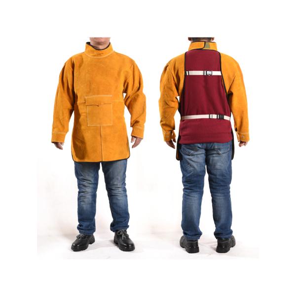 【サイズ】XXL、XXXL 【着丈】85cm、105cm、120cm、150cm【素材構成】: 防炎加工剤は、牛革製で、耐久性があり、柔らかく快適なフィット感で、熱い火花から衣服を保護します。【特徴】：革製頑丈、難燃性、柔軟性、火、摩耗、断...