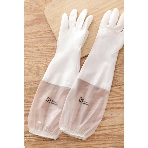 ●材質：PVC●サイズ(約):   L:全長:400mm 手囲い86-95mm●辛い家事、水仕事の際の必需品です、キッチン、お風呂掃除、トイレ掃除など用途に分けてご利用できます、水仕事の辛い季節、手荒れから守ってくれます！●食器洗いは水では...