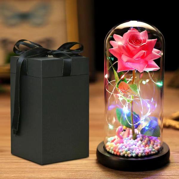 【サイズ】：直径約11.5cmX高さ約23cm【花材】：最高級の造花を使用しています（品質保証）　ポット：ガラス　 【LEDライト付き】：スイッチと電池交換は底面にあります、電池は付きません。【永遠の花】水やり、水換えの世話や手間が要らず、...