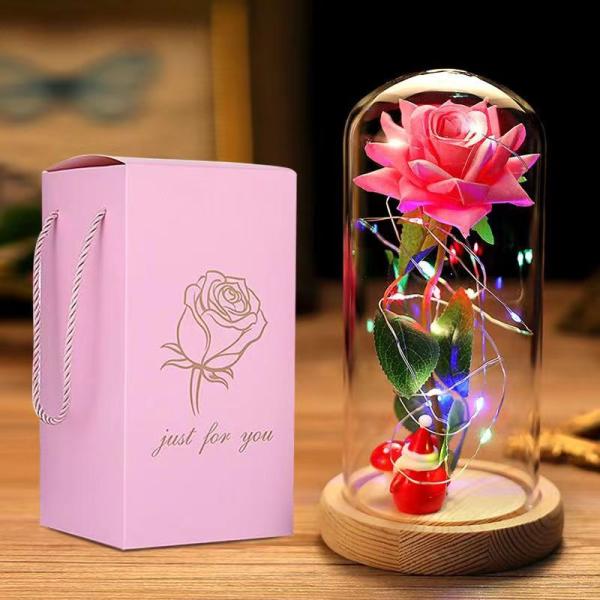 【サイズ】：直径約11.5cmX高さ約23cm【花材】：最高級の造花を使用しています（品質保証）　ポット：ガラス　 【LEDライト付き】：スイッチと電池交換は底面にあります、電池は付きません。【永遠の花】水やり、水換えの世話や手間が要らず、...