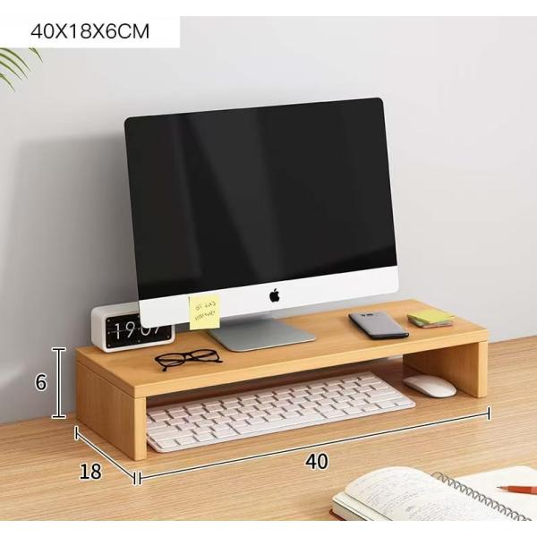 商品紹介サイズ・40×18×6カラー：ウォールナット木構造：収納ラック素材：木製天板対応モニター：湾曲/平面ディスプレイ両方OK
