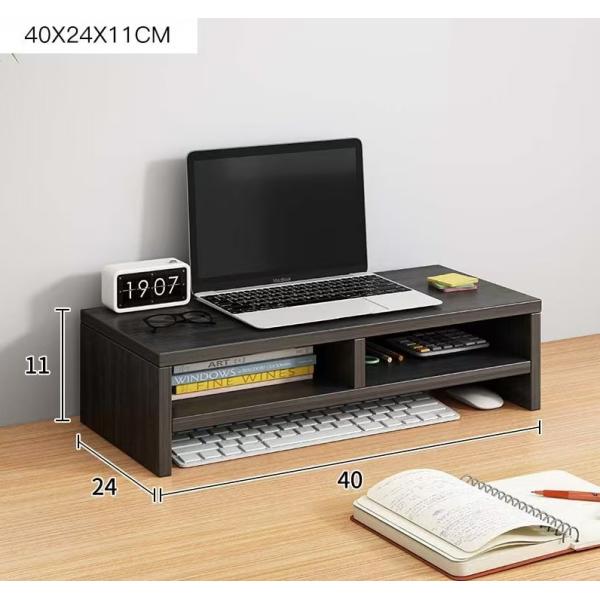 商品紹介サイズ・40×24×11カラー：ホワイト構造：二段式収納ラック素材：木製天板対応モニター：湾曲/平面ディスプレイ両方OK