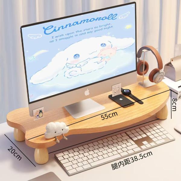 商品紹介サイズ・55×20×8カラー：ウォールナット木構造：収納ラック素材：木製天板対応モニター：湾曲/平面ディスプレイ両方OK