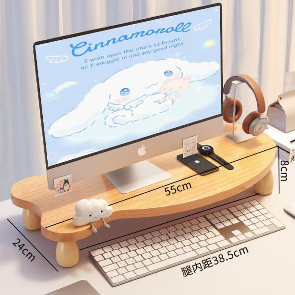 商品紹介サイズ・55×24×8カラー：ウォールナット木構造：収納ラック素材：木製天板対応モニター：湾曲/平面ディスプレイ両方OK