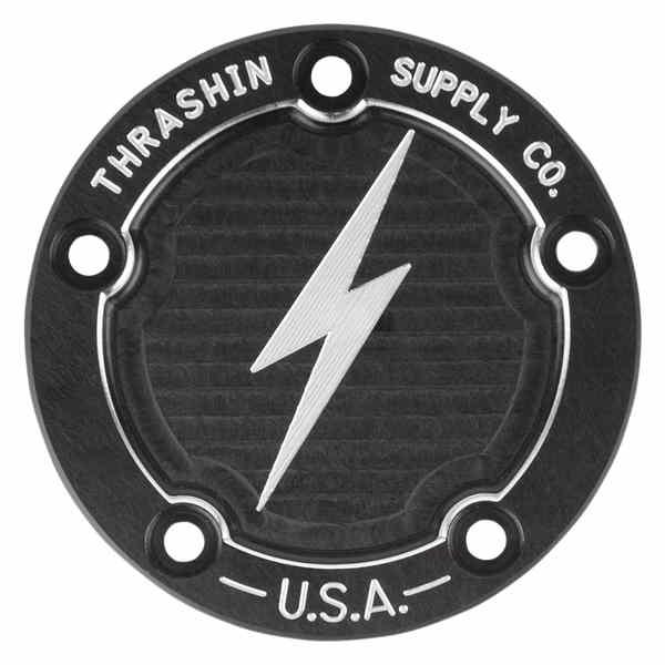 スラッシン サプライ TSC-3026-4  ドラッグスペシャリティーズ 0940-1717 09401717 Points Cover Points Cover - Dished - Black - 5 Hole - Twin Cam  ...