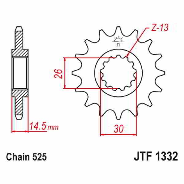 ジェイティー・スプロケット JTF1332.16RB 12121924 1212-1924 カウンターシャフトスプロケット - 16歯 - VFR800 SPRCKT C/S VFR800 16T Countershaft Front Sp...