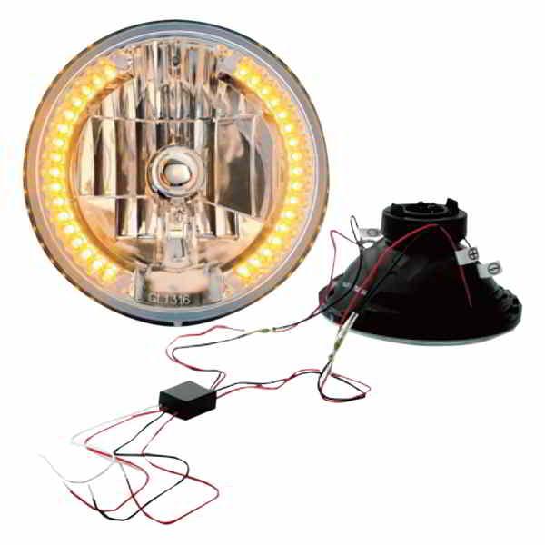 ヘッドウィンズ 8-9724LEDWTCMA  ドラッグスペシャリティーズ 2001-2221 20012221 Snake-Eye Headlamp w/ LED Turn Signals and Control Module 7" Ha...