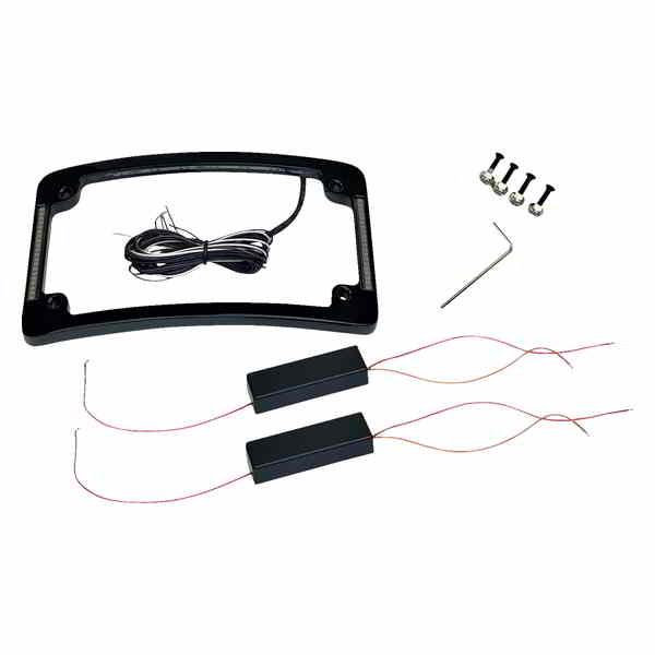 カスタムダイナミクス TF06-B  ドラッグスペシャリティーズ 2030-0842 20300842 Tri-Radius License Plate Frame with Flushmount LEDs Tri-Radius Licen...