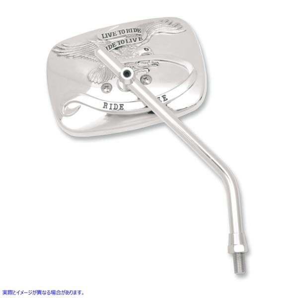 エムゴ 20-31754A  ドラッグスペシャリティーズ 2031754 2031754 Live to Ride Free" Custom Mirror Live to Ride Free Mirror - Chrome - 10 mm ...