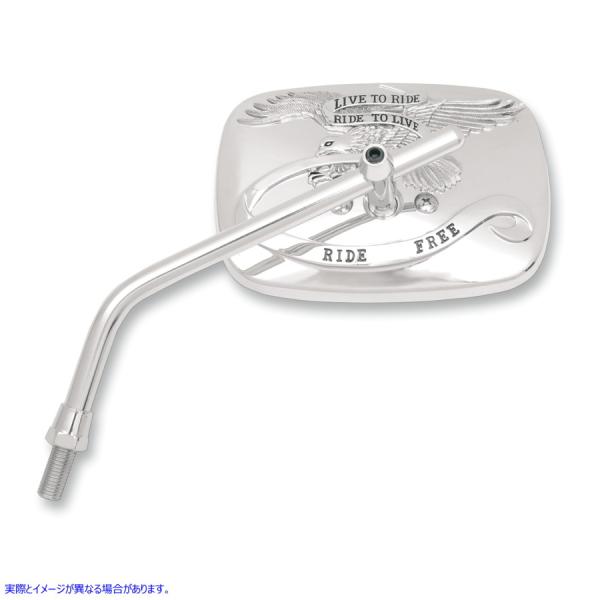 エムゴ 20-31755A  ドラッグスペシャリティーズ 2031755 2031755 Live to Ride Free" Custom Mirror Live to Ride Free Mirror - Chrome - 10 mm ...
