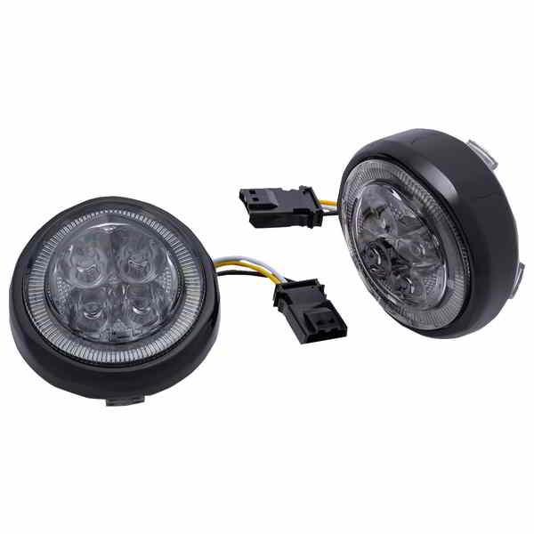 シロ 45623 20402910 2040-2910 LED FangR フロントシグナルライトインサート（ベゼル付き） ウインカーインサート - フロント - ブラック/スモーク LED FangR Front Signal Light...