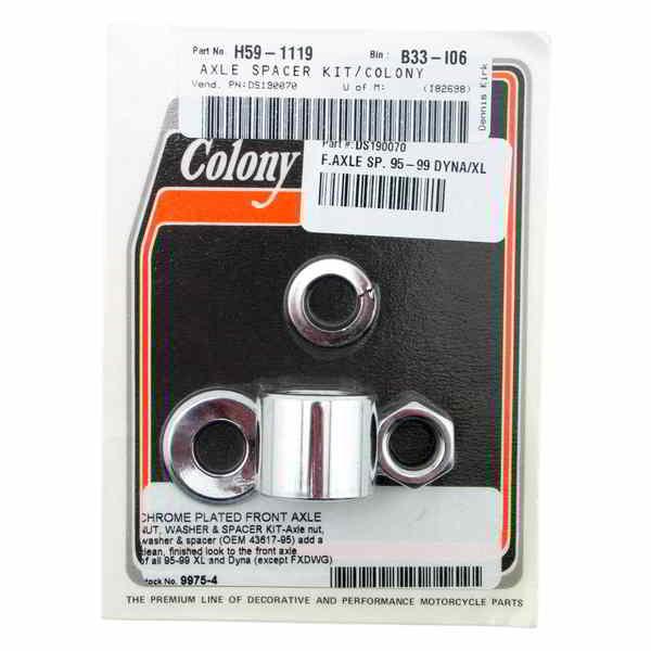 コロニー 9975-4  ドラッグスペシャリティーズ DS-190070 DS190070 Axle Spacer/Nut Kit Axle Spacer - Front - 95-99 Dyna/XL  COLONY