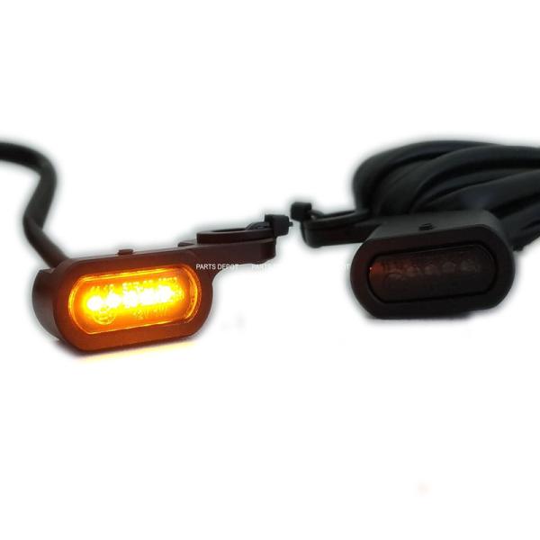 LED超ミニ ウインカー 黒 スモークレンズ 橙LED 1996-2014 ソフテイル ダイナ 1996-2003 スポーツスター Ｅマーク E1 50R ハンドルミラーマウントターンシグナル LEDミニウインカー。超ミニサイズ。ハーレー ...